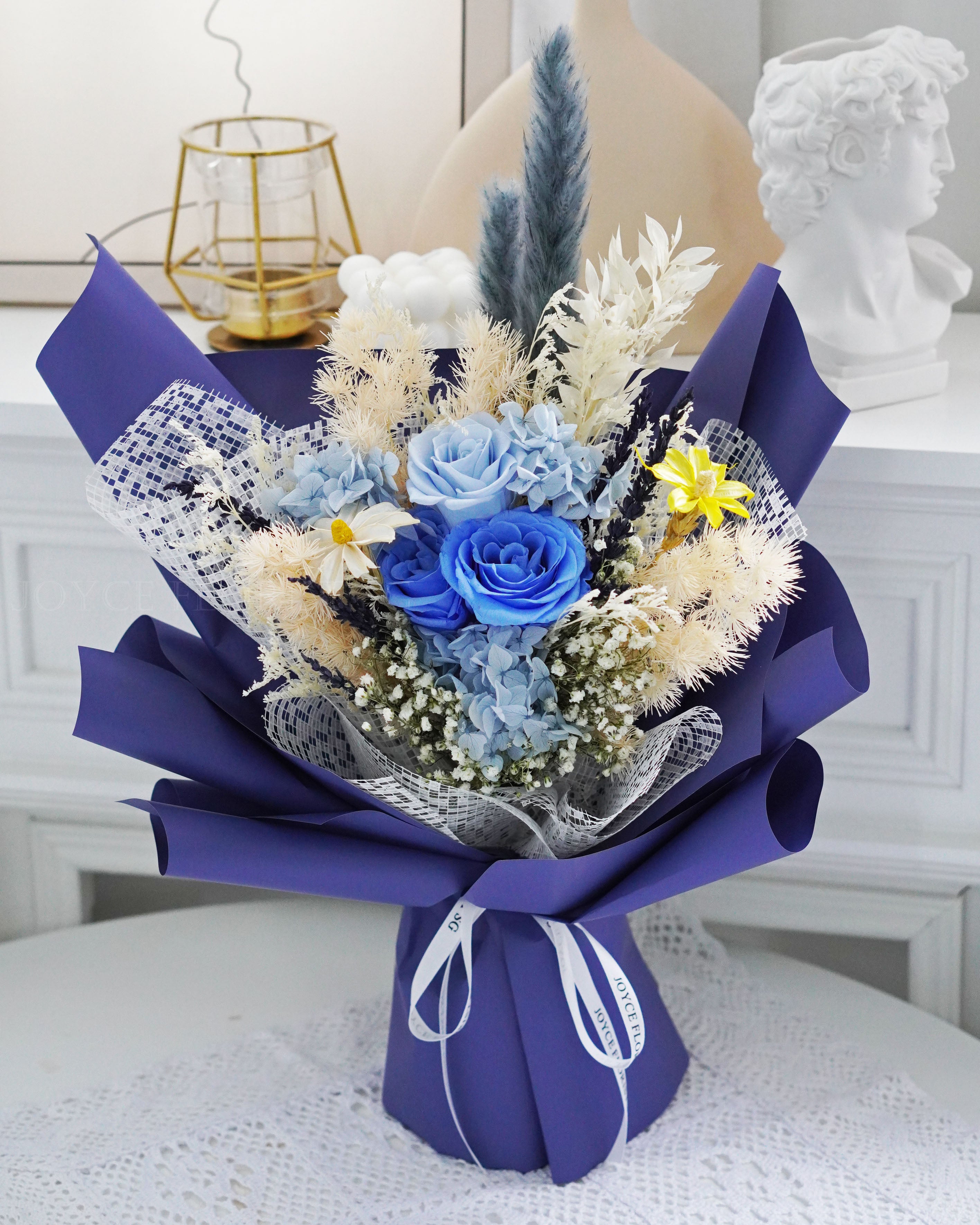 Preserved Flower Bouquet - Blue Dawn – Joyce Florist SG