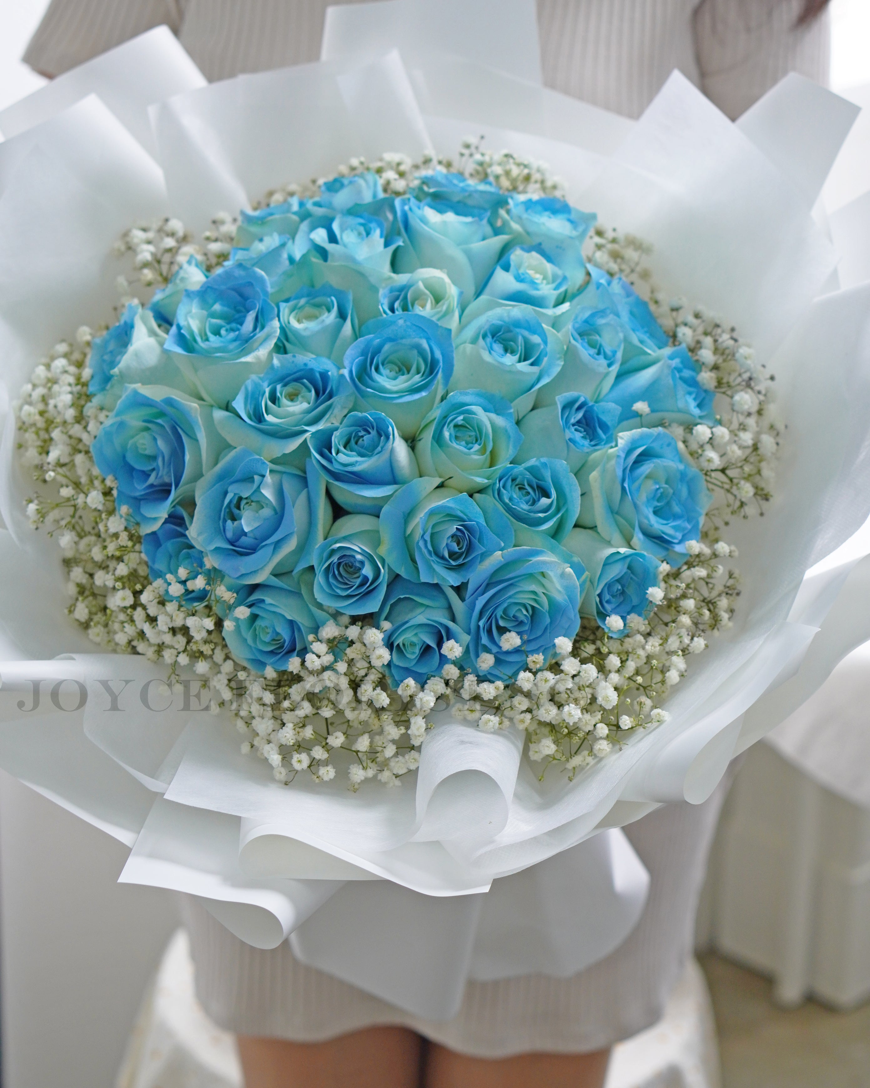 33 Blue Fresh Roses Flower Bouquet - Free Flower Delivery – Joyce ...