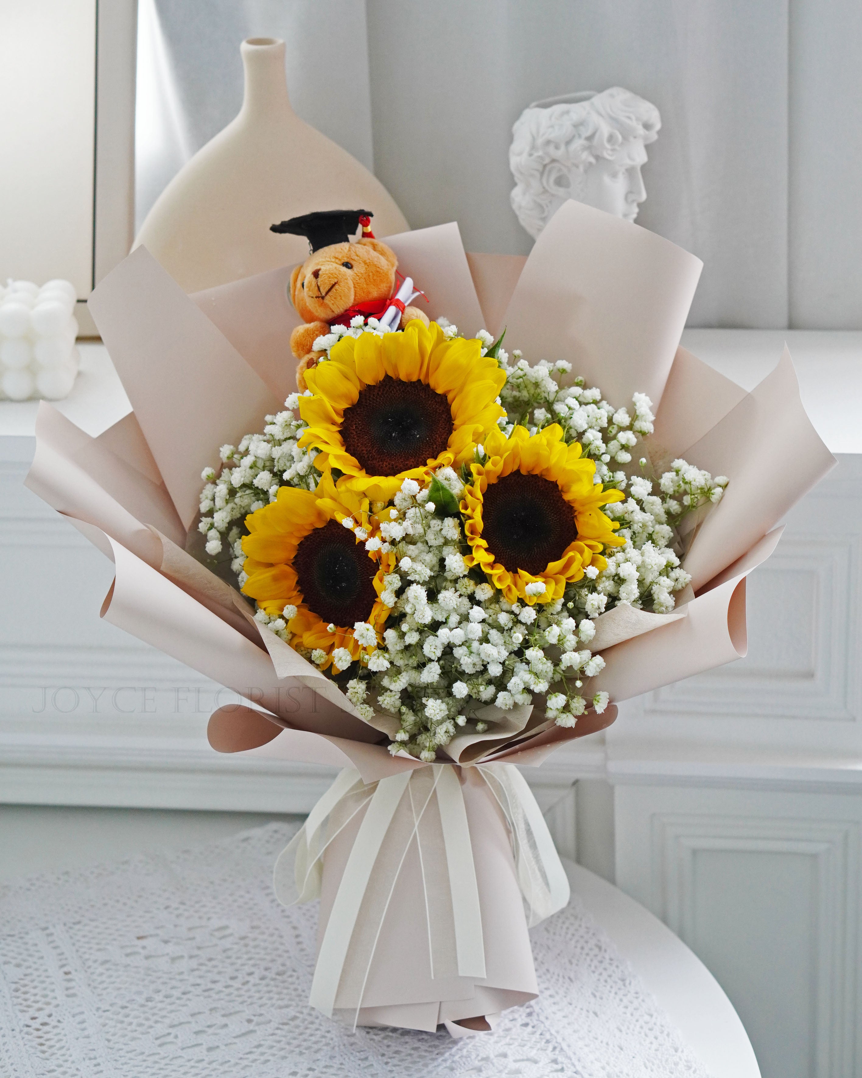 Sunflower Graduation Bouquet With Bear - Rocketing – Joyce Florist SG