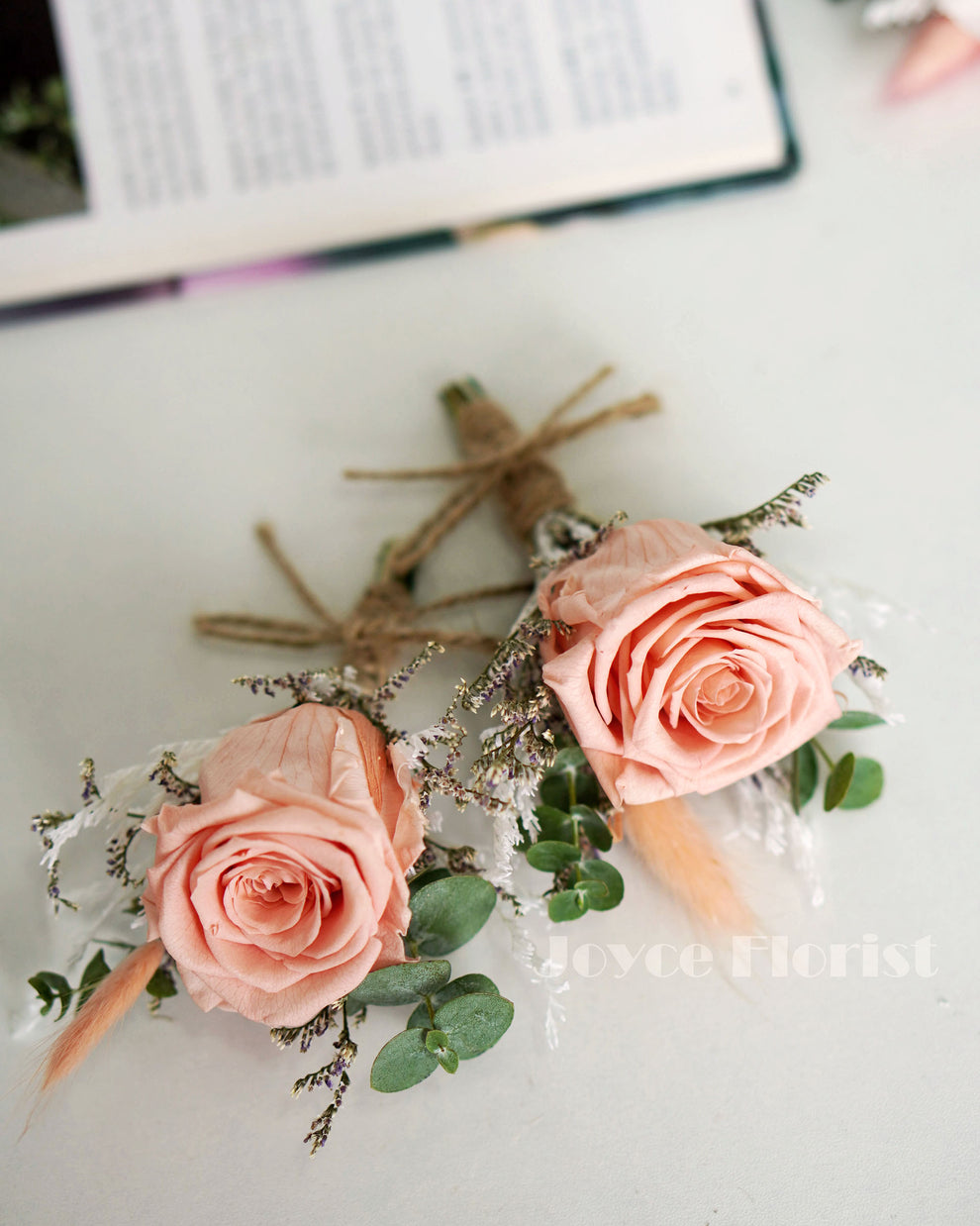 Preserved Peach rose Boutonnieres - Flower Delivery SG| ROM – Joyce ...